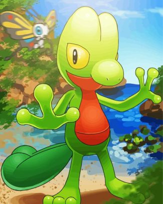 Treecko Pokemon Character Diamond Painting - DiamondPaintKit.SHOP